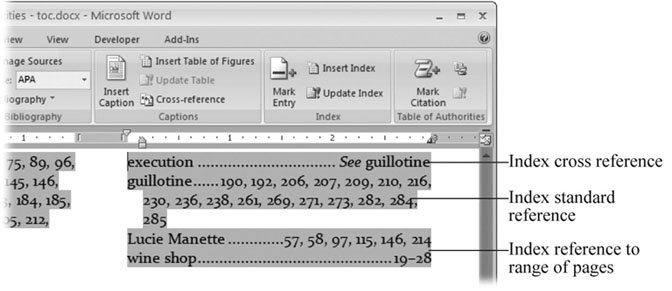 Section 9.4. Creating an Index | Word 2007[c] The Missing Manual