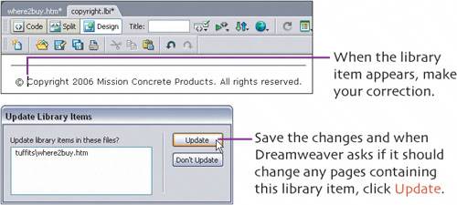 Edit Library Item Creating A Page In Dreamweaver 8 Visual 