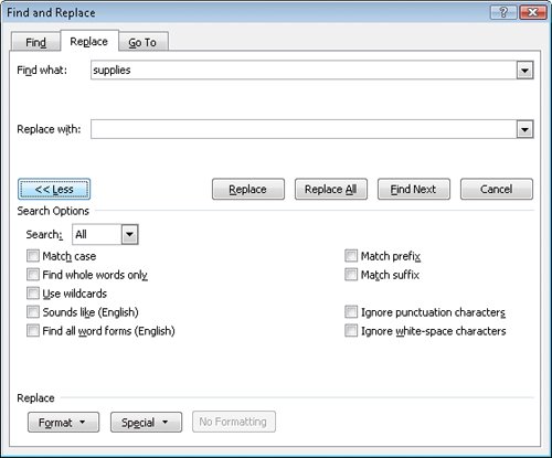 Finding And Replacing Text Microsoft Office Word 2007 Step By Step Step By Step Microsoft 